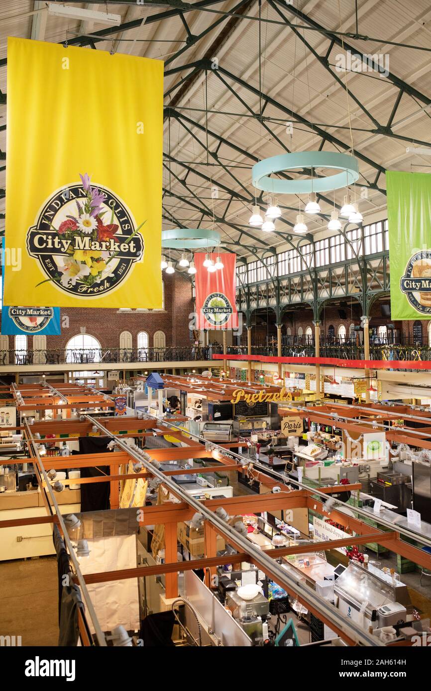 Inside the City Market with food stalls and shopping on East Market ...