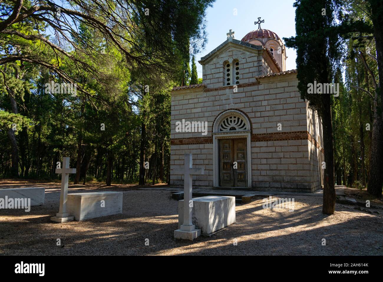 Tatoi, Greece - October 12 2019: Former Royal family of Greece cemetery ...