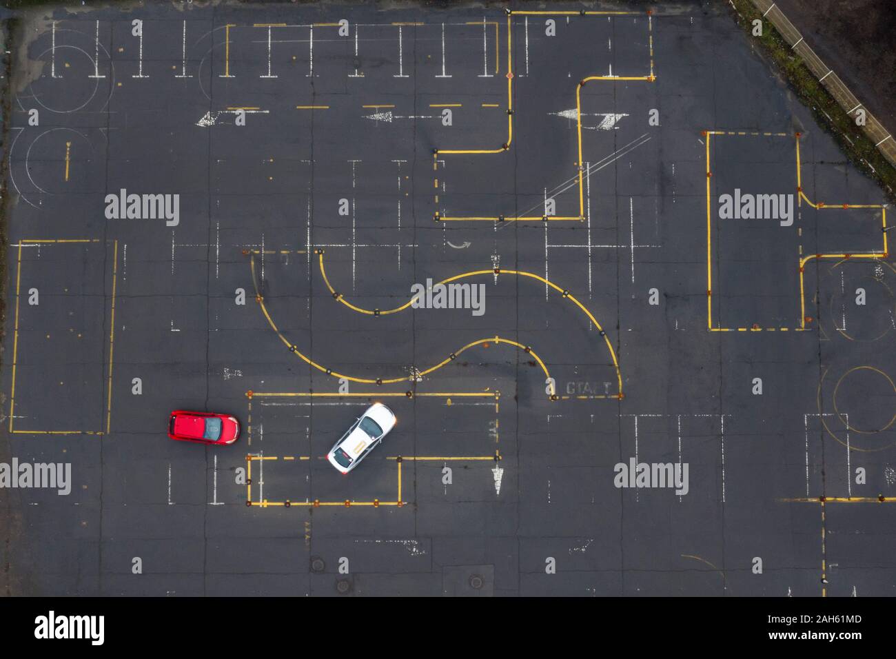 Aerial view of the site for passing the traffic police exam in Moscow ...