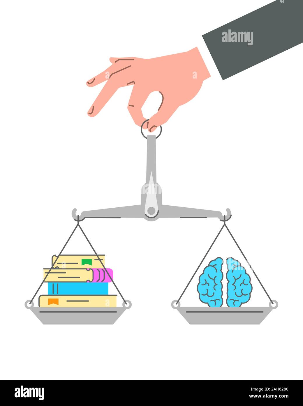 Reading develops the brain. Flat vector concept. Conceptual linear ...