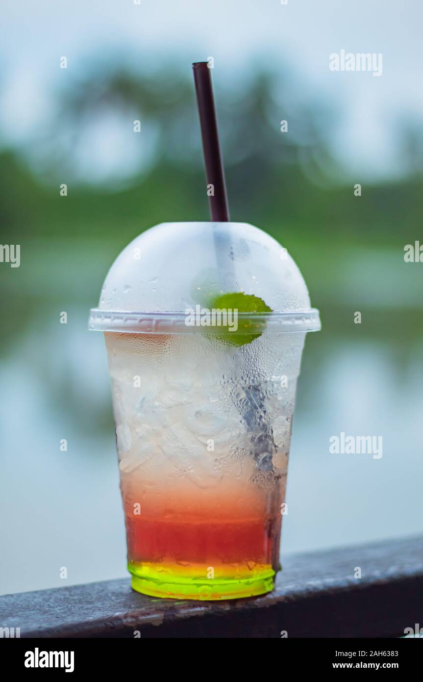 Italian soda cold Blur background river Stock Photo - Alamy