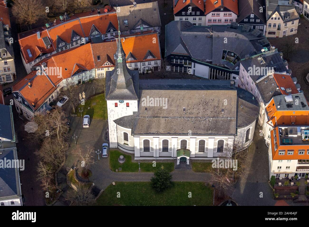 Aerial photo, historical old town, city ring road, Church of the ...