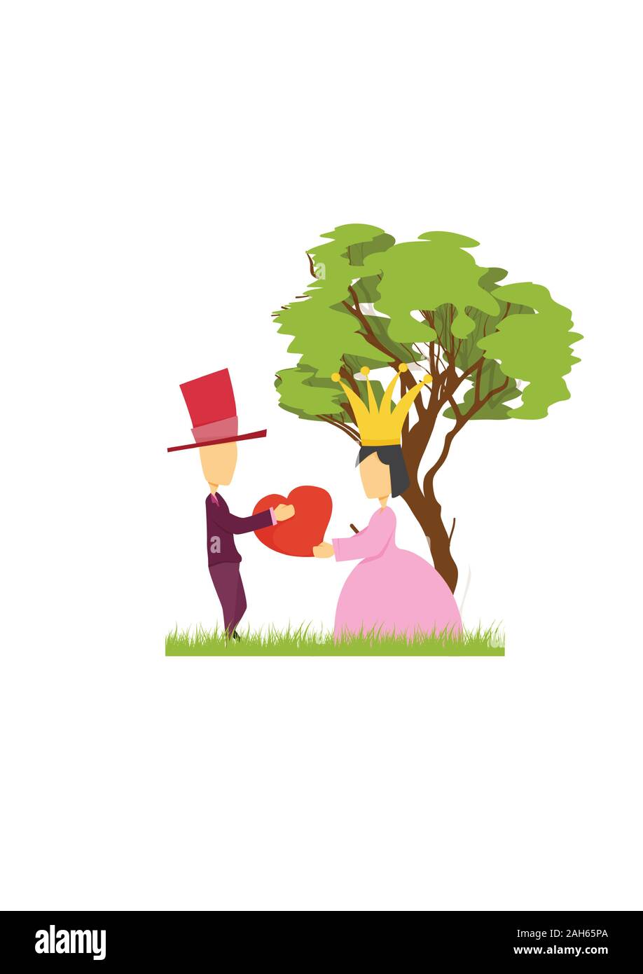 Man begging a woman for love by giving a big heart. - Vector ...