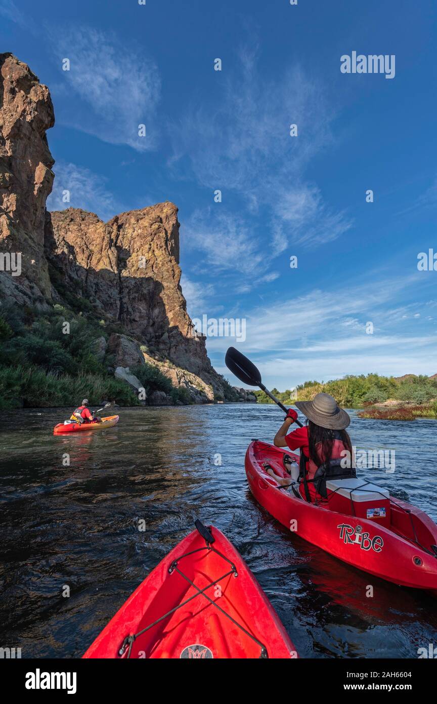 Kayaking the Salt River from Saguaro Lake Guest Ranch, Arizona Stock ...