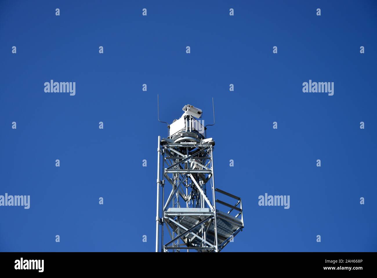 A surveillance tower aimed at the U.S. border with Mexico sits on the ...