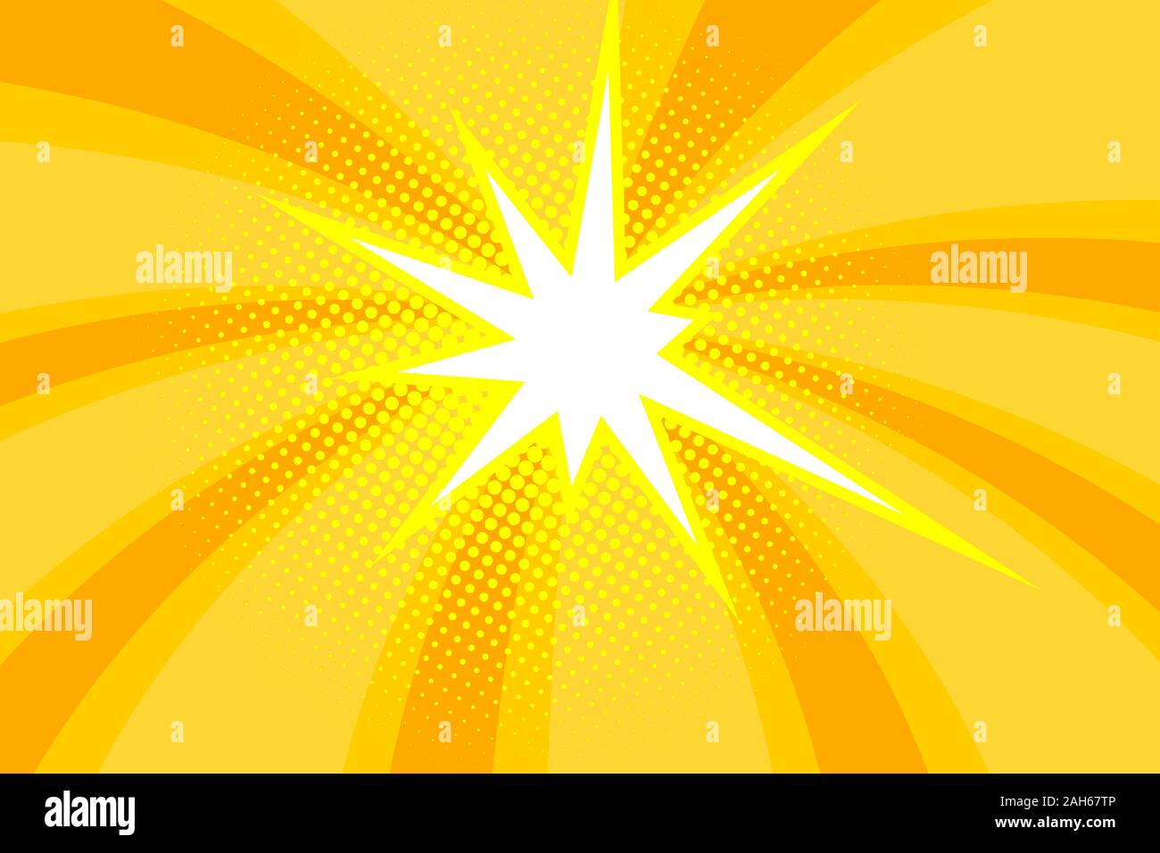 Comic yellow sunbeam background retro pop art style cartoon Stock ...