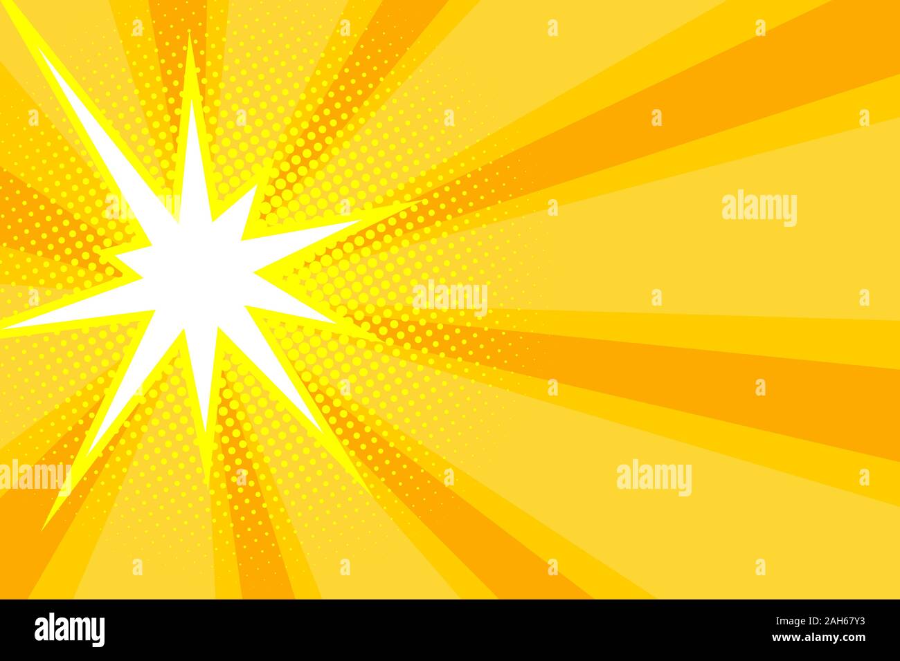 Comic yellow sunbeam background retro pop art style cartoon Stock ...