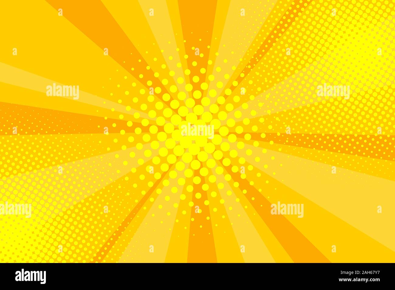 Comic yellow sunbeam background retro pop art style cartoon Stock ...