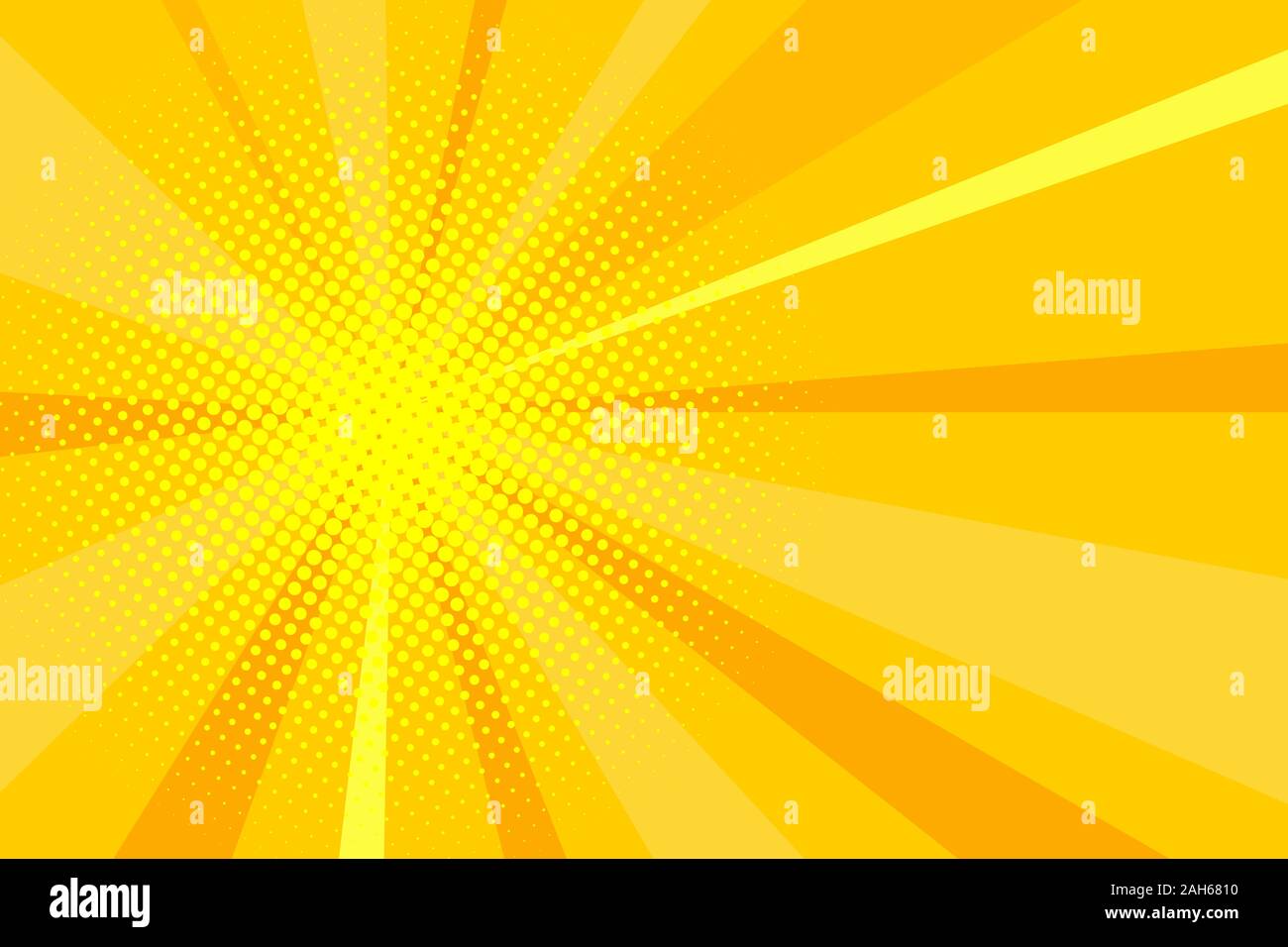 Comic yellow sunbeam background retro pop art style cartoon Stock ...