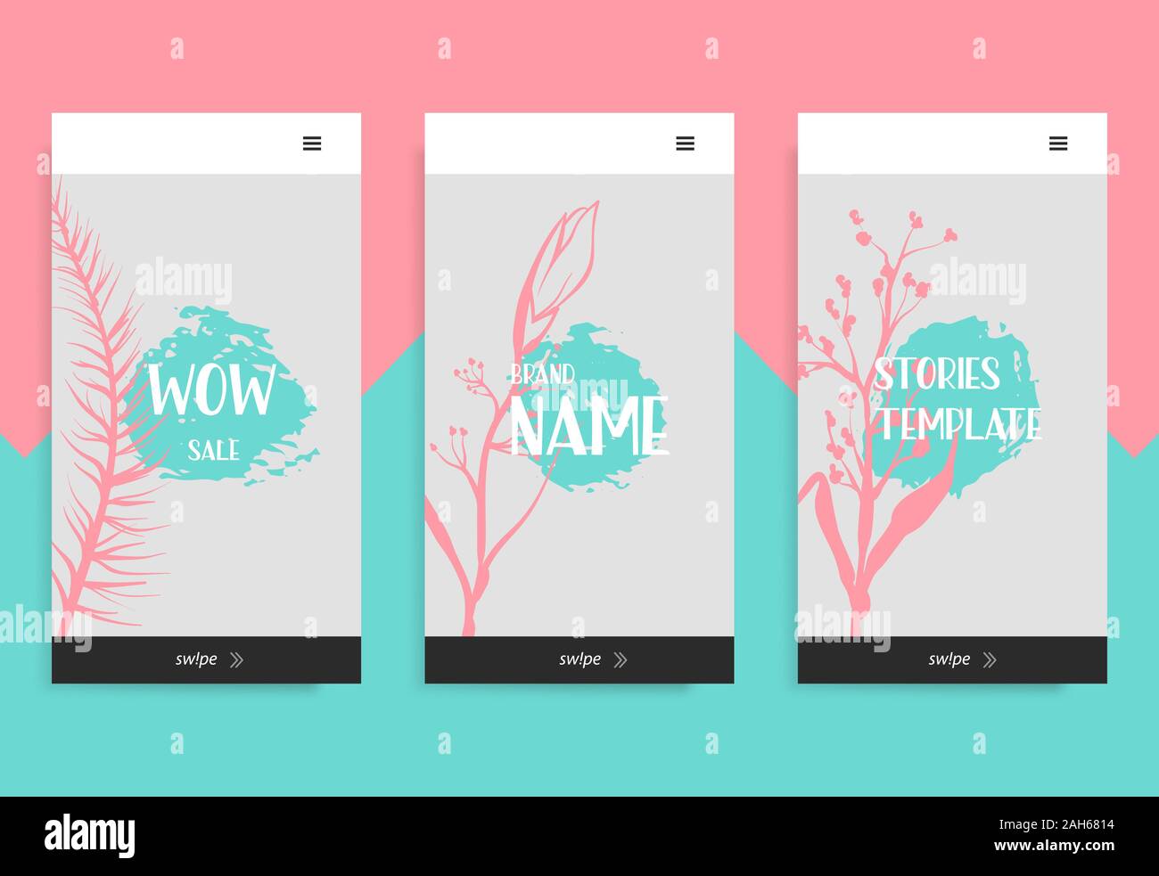 Stories template for mobile phone social background Stock Vector Image ...