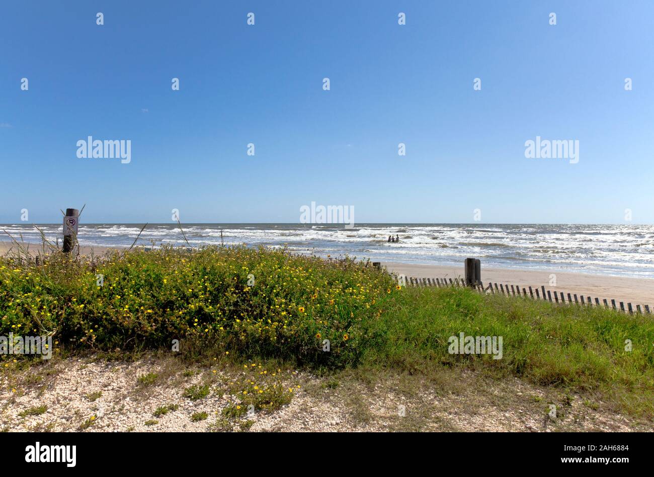 Seemingly endless waves roll on to Galveston's West Beach on the Gulf ...
