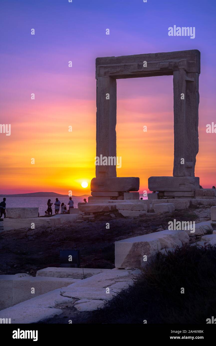 Portara - ruins of ancient temple of Delian Apollo on Naxos island ...