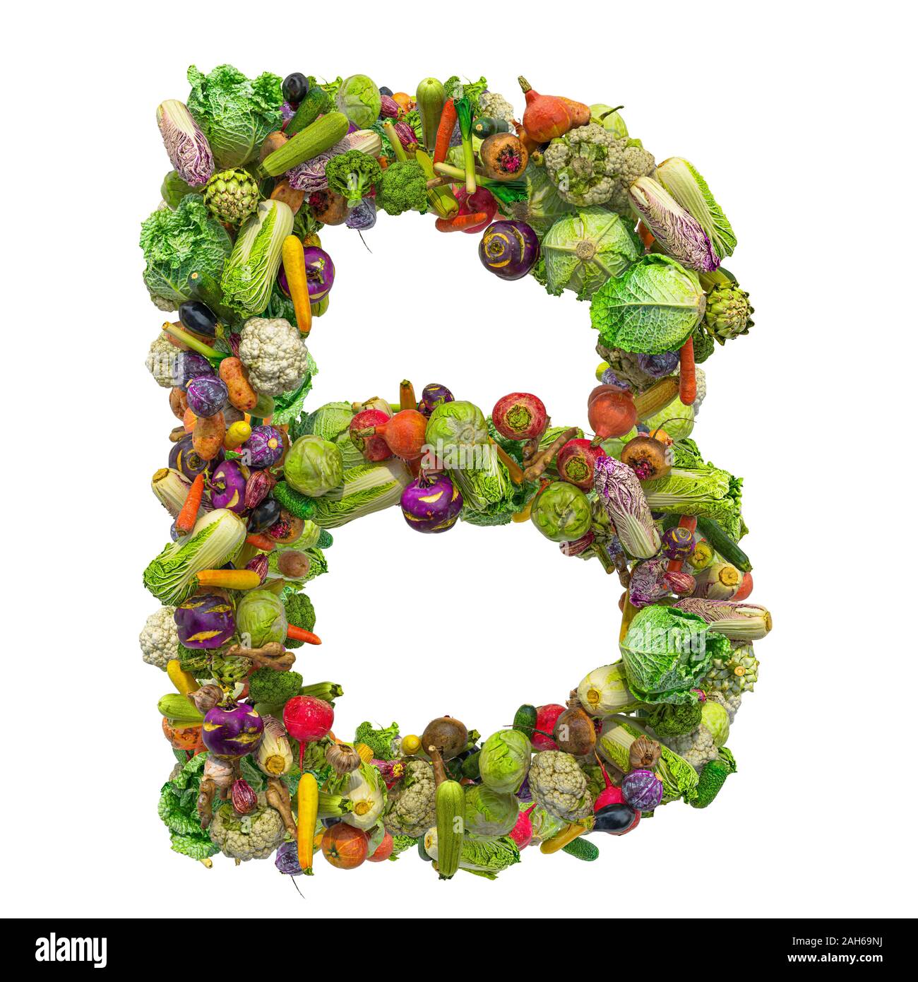 Letter B, vegetables font. 3D rendering isolated on white background ...
