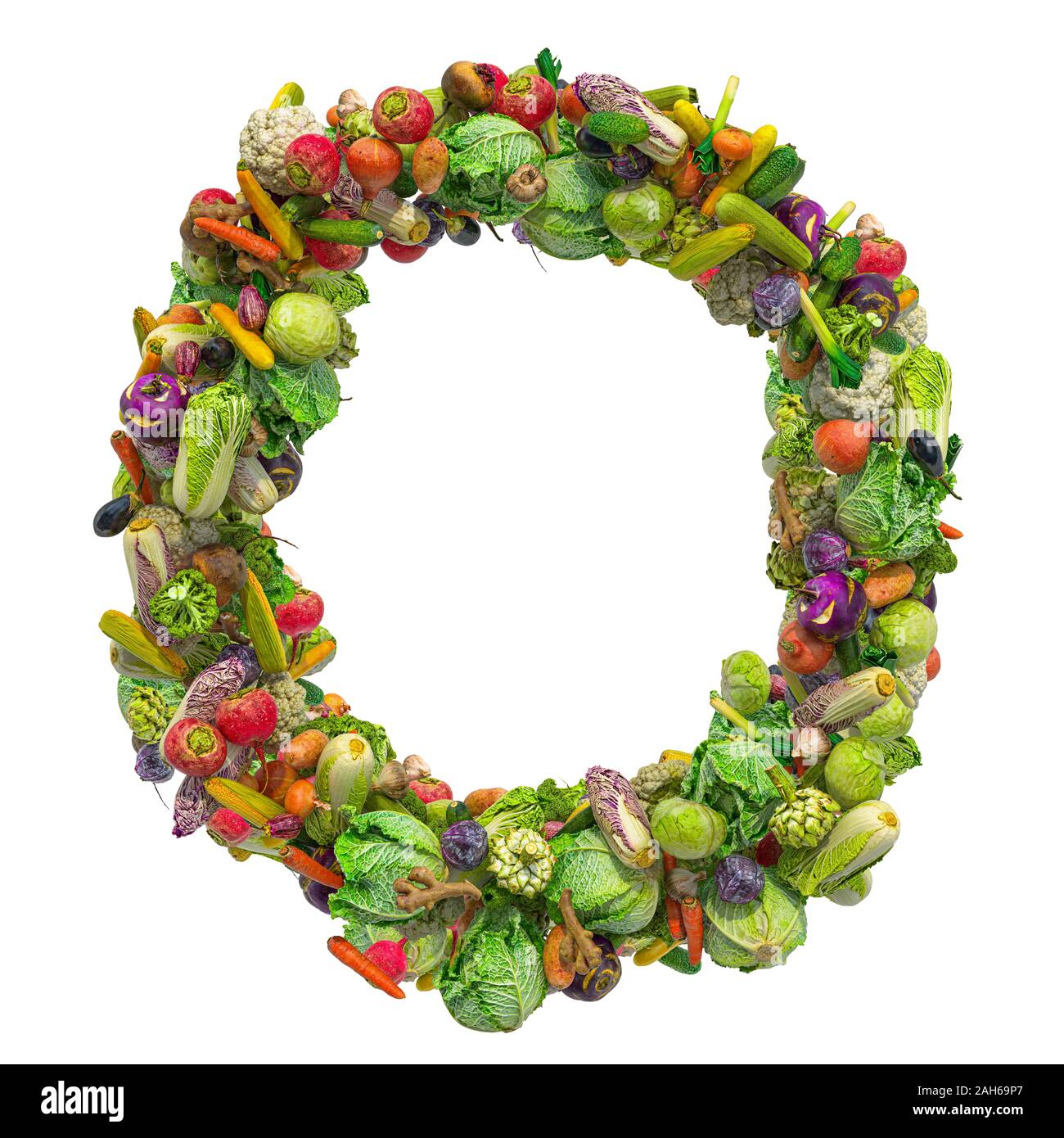 Letter O, vegetables font. 3D rendering isolated on white background ...