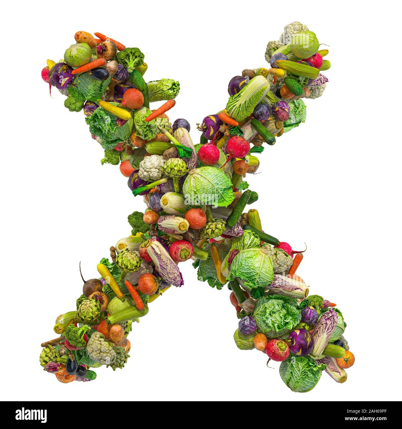 Letter X, vegetables font. 3D rendering isolated on white background ...