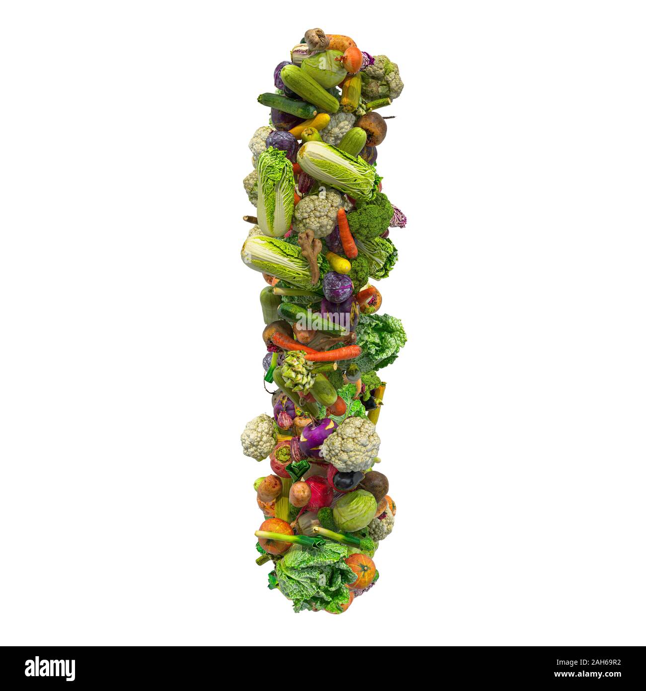 Letter I, vegetables font. 3D rendering isolated on white background ...
