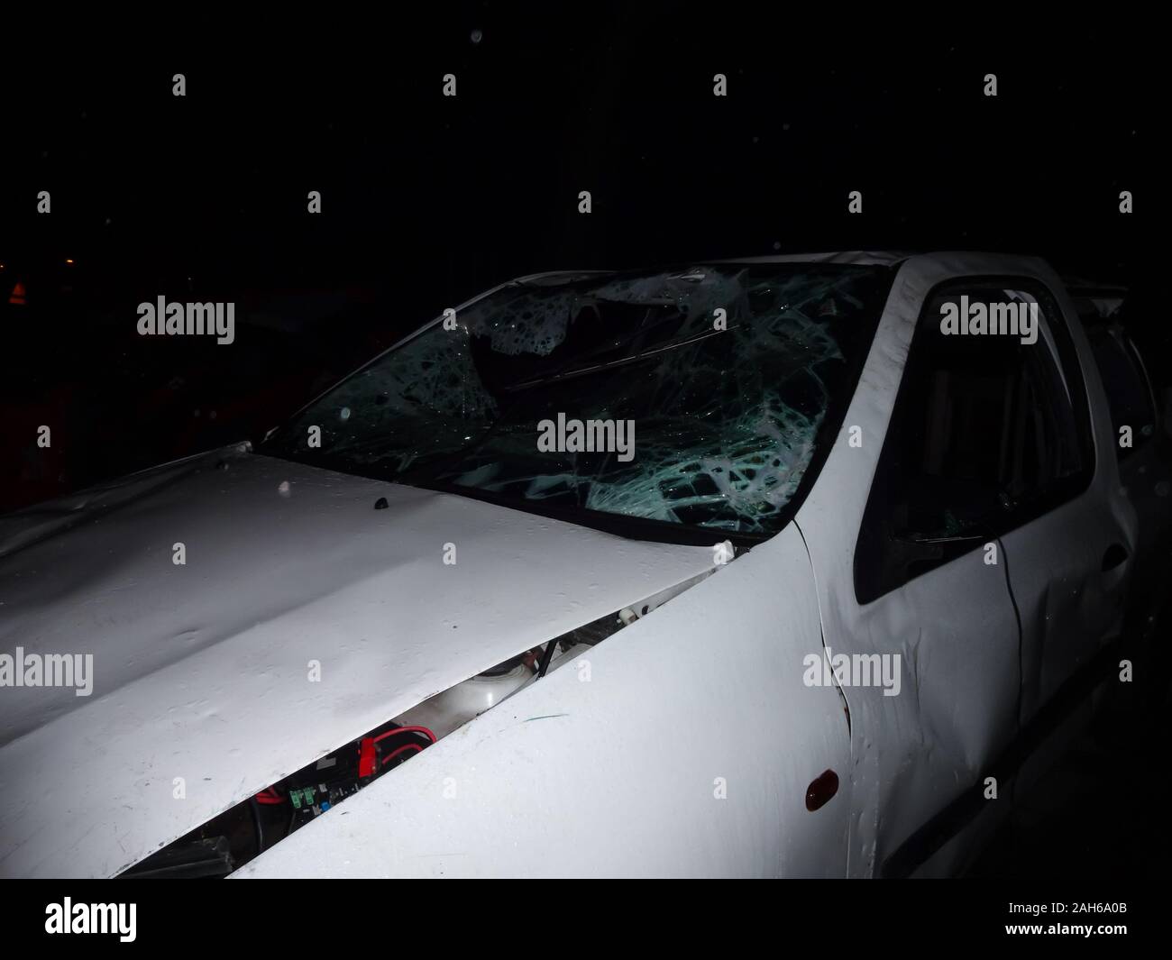 Total car crash smash accident on a road Stock Photo - Alamy