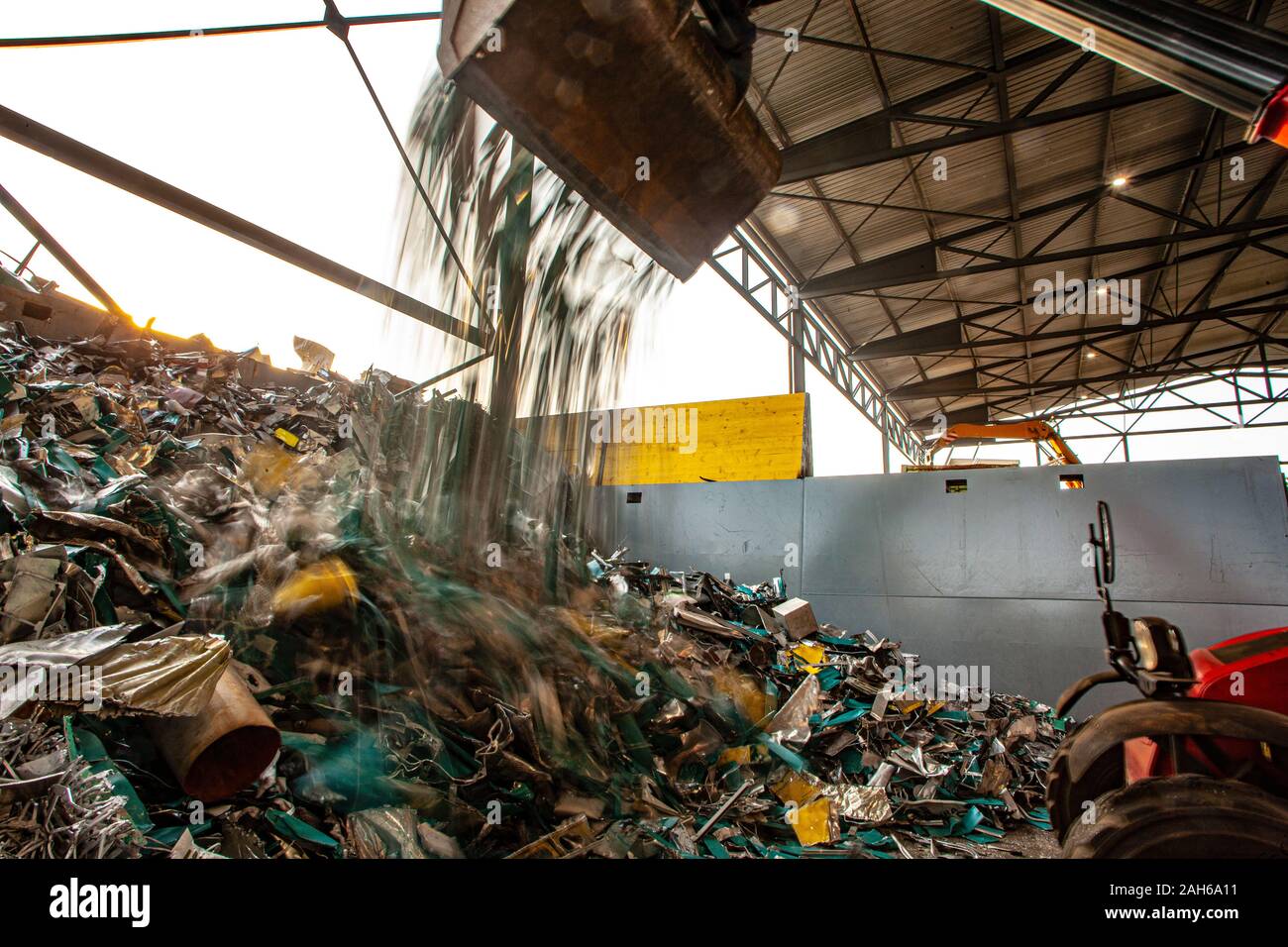 garbage pile getting sorted for recylcling of materials Stock Photo - Alamy
