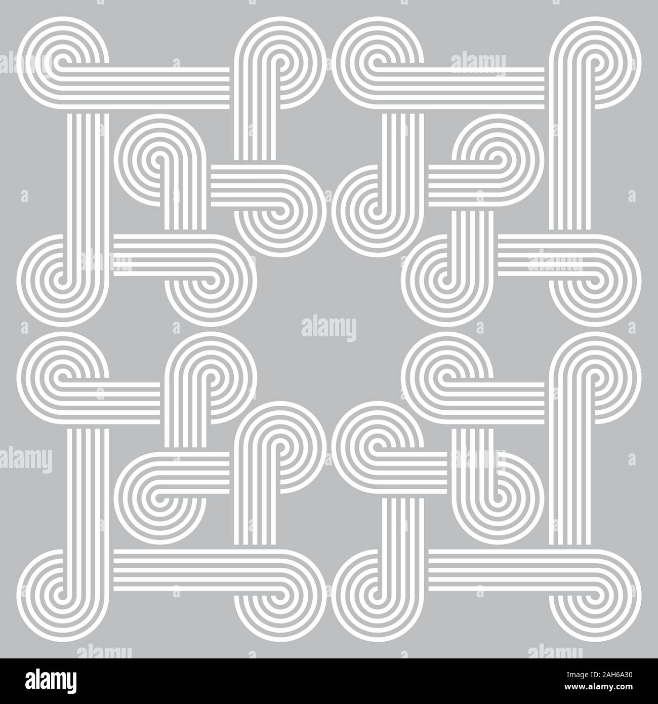 Twisted striped lines vector seamless pattern. Light gray neutral ...