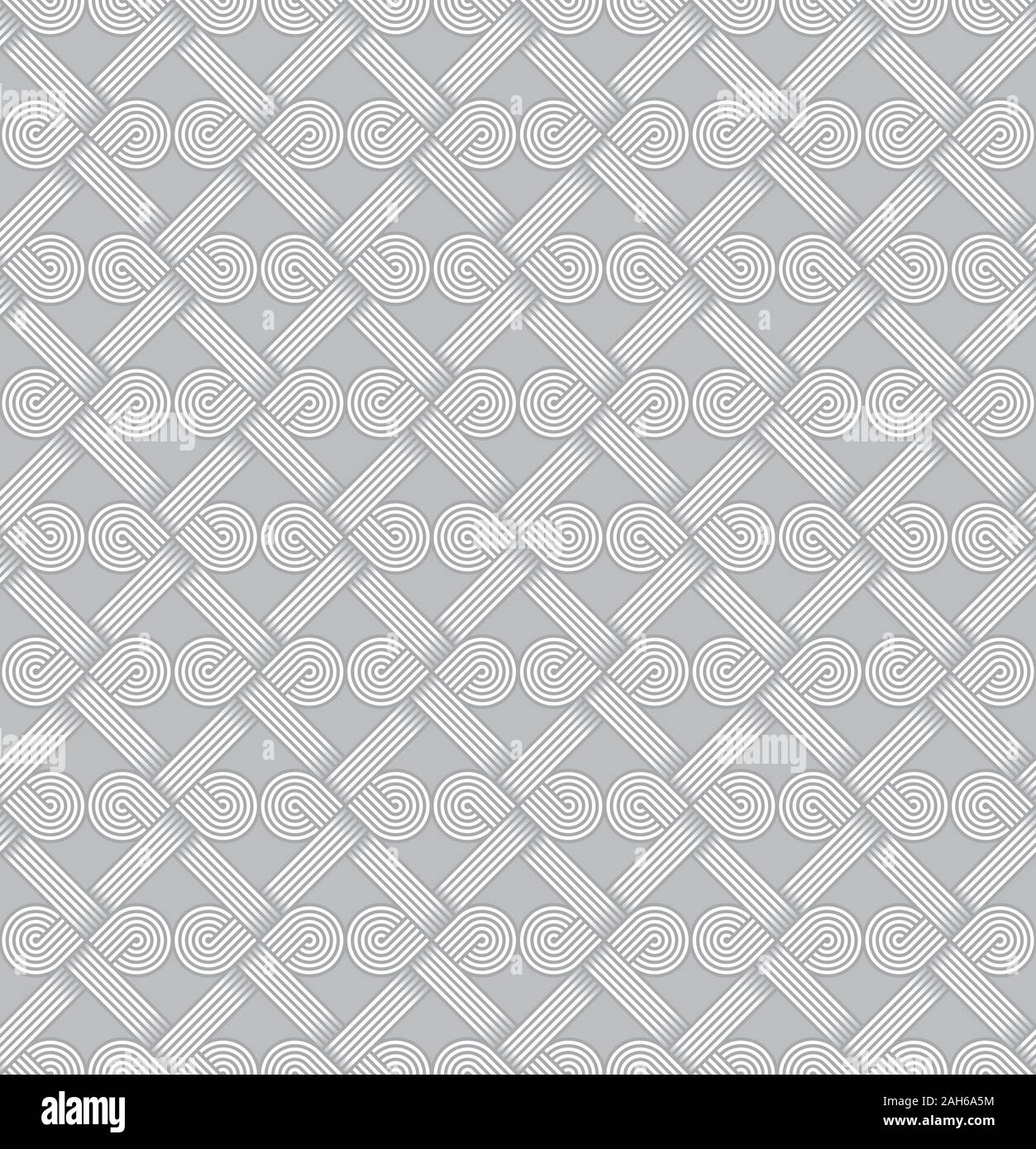 Twisted striped lines vector seamless pattern. Light gray neutral ...