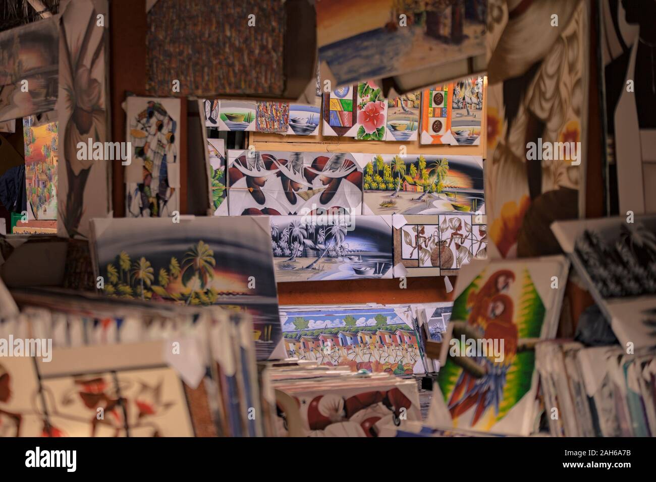 Dominican paintings on display 3 Stock Photo - Alamy