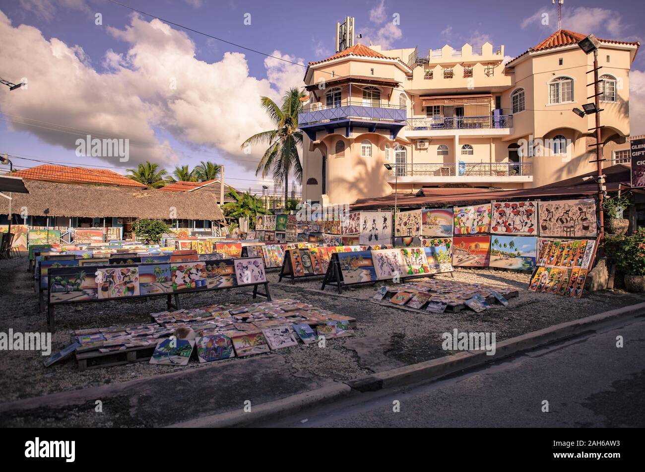 Dominican paintings on display 2 Stock Photo - Alamy