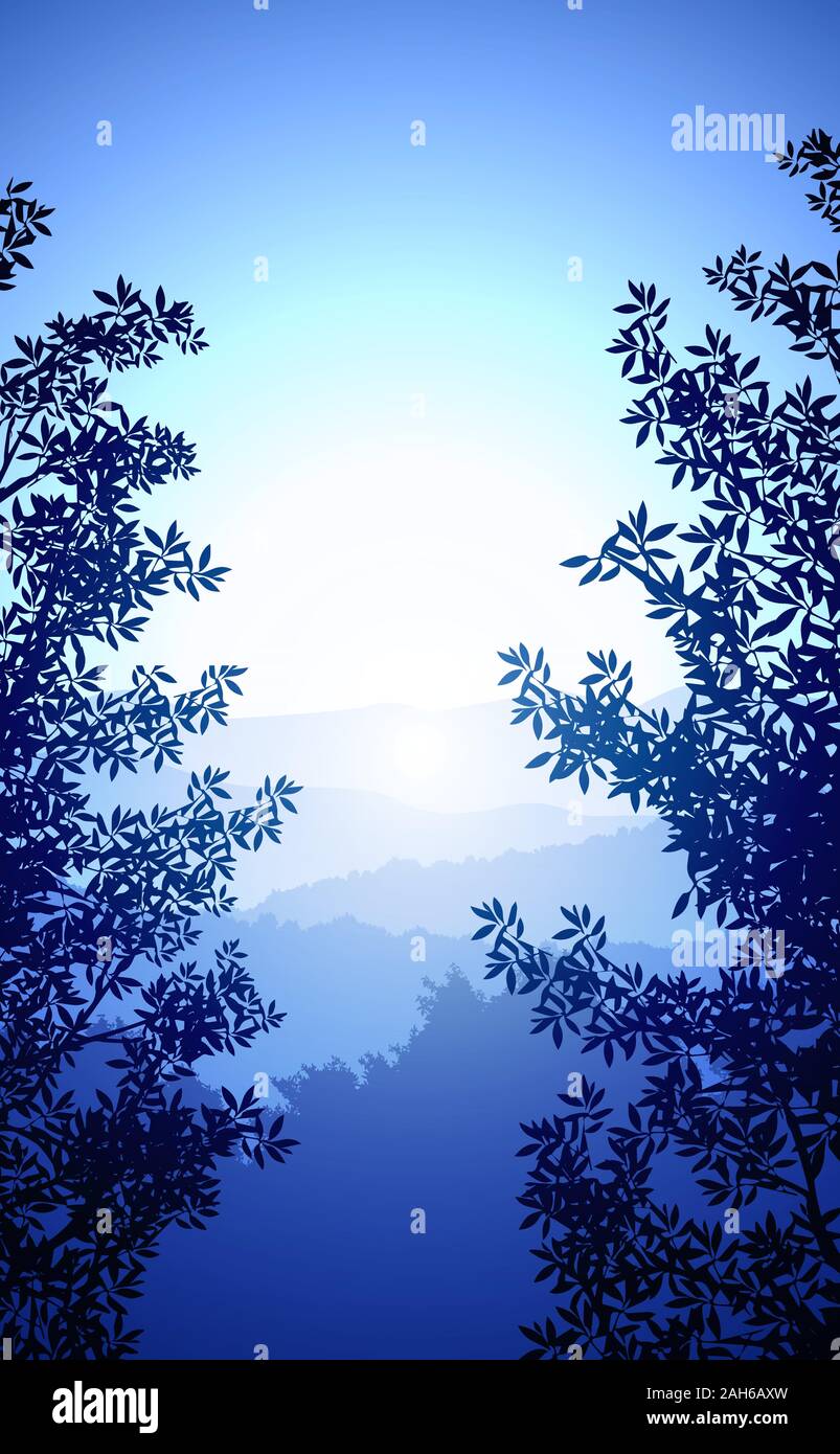 Natural forest trees mountains horizon hills silhouettes of trees and ...