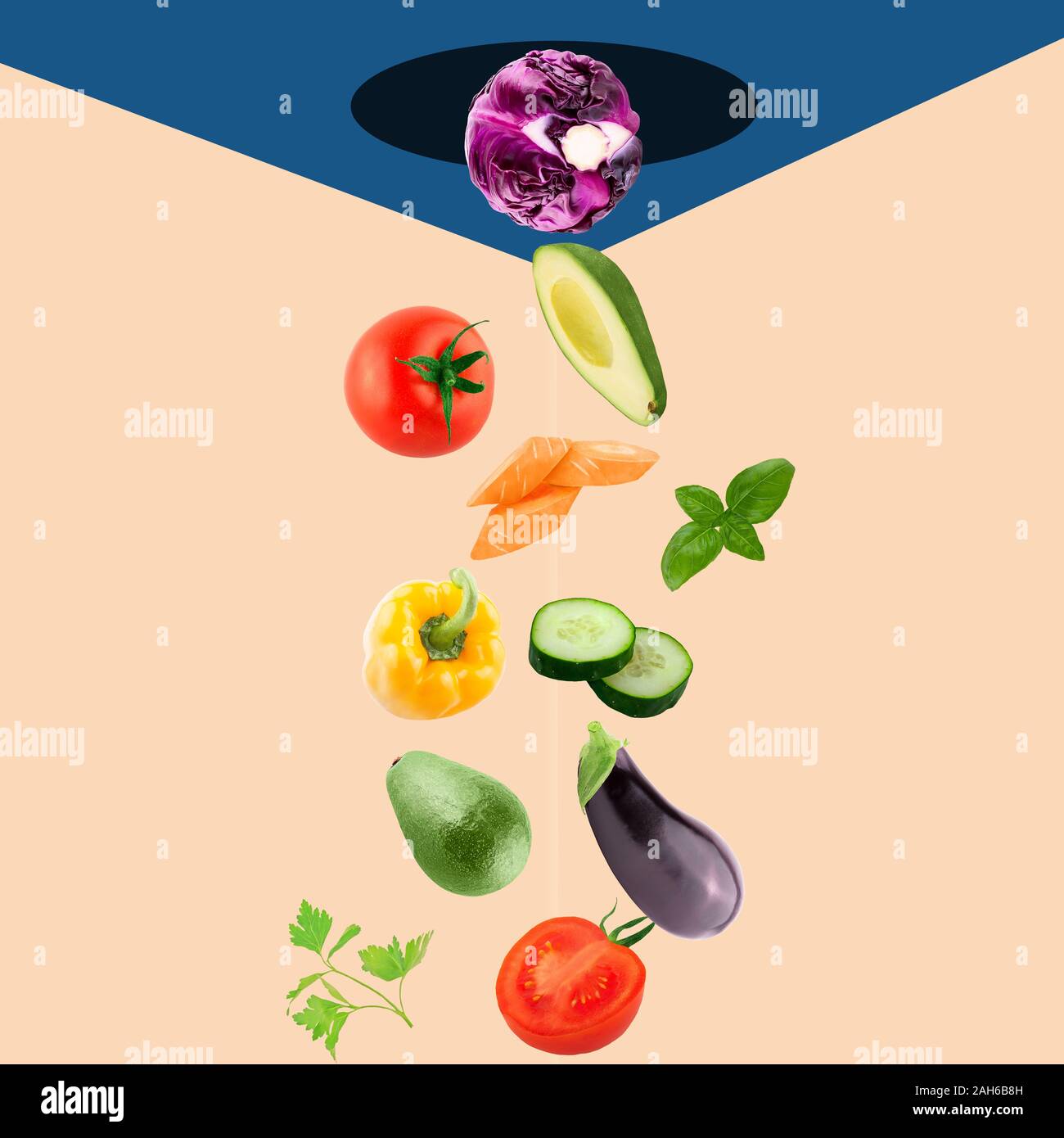 Close up several falling legumes and vegetables Stock Photo - Alamy