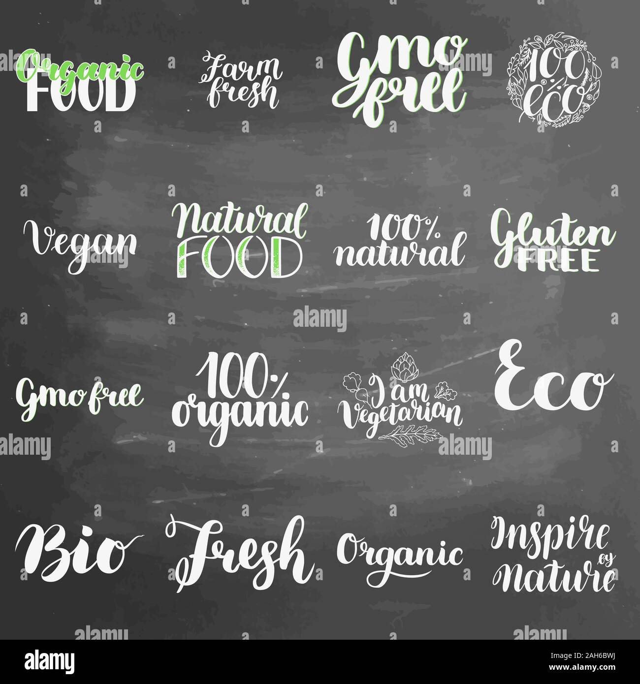 Eco concept lettering set on chalkboard background. Blackboard ...