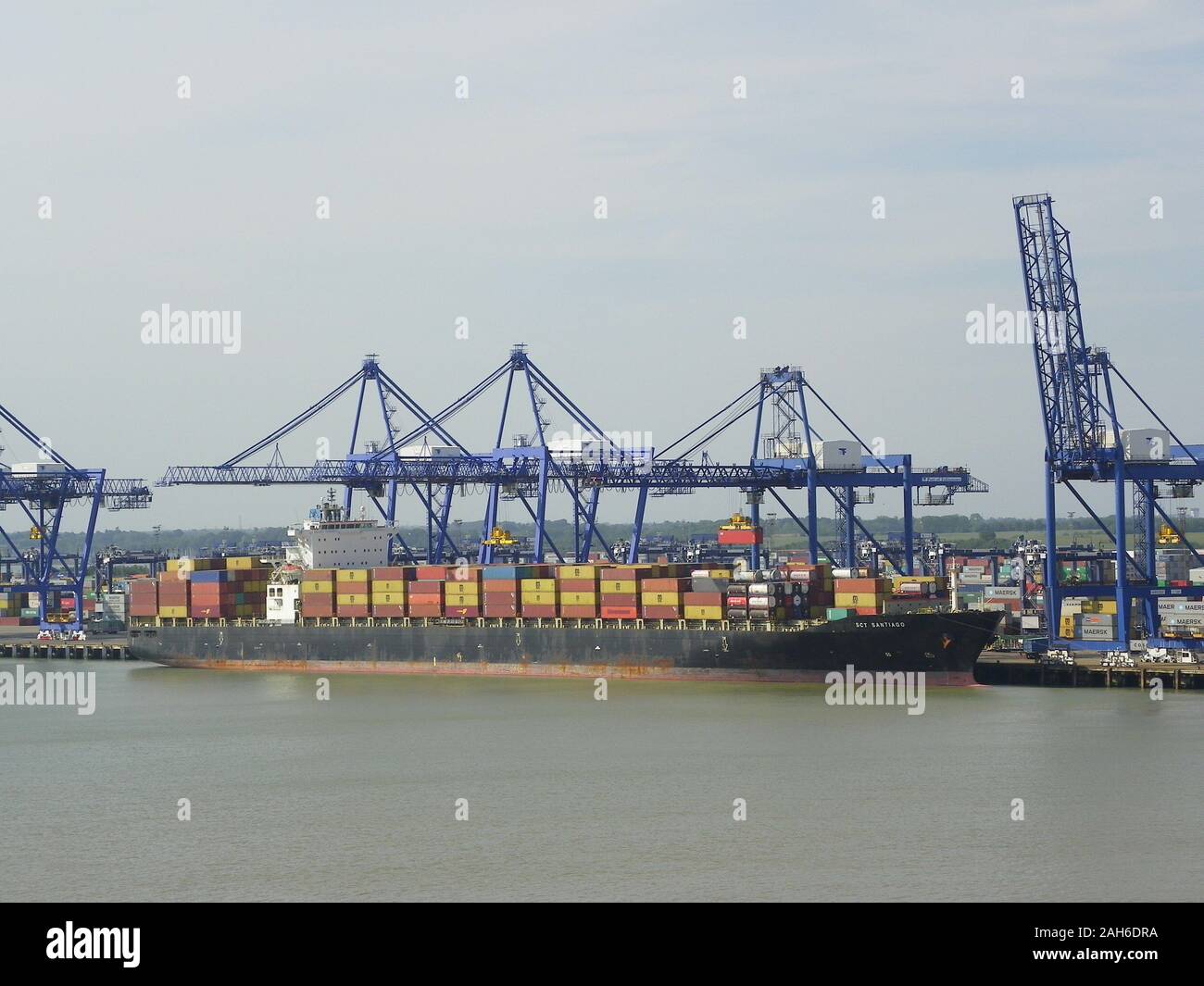 SCT Santiago; container; ship; Felixstowe; Suffolk; England Stock Photo ...