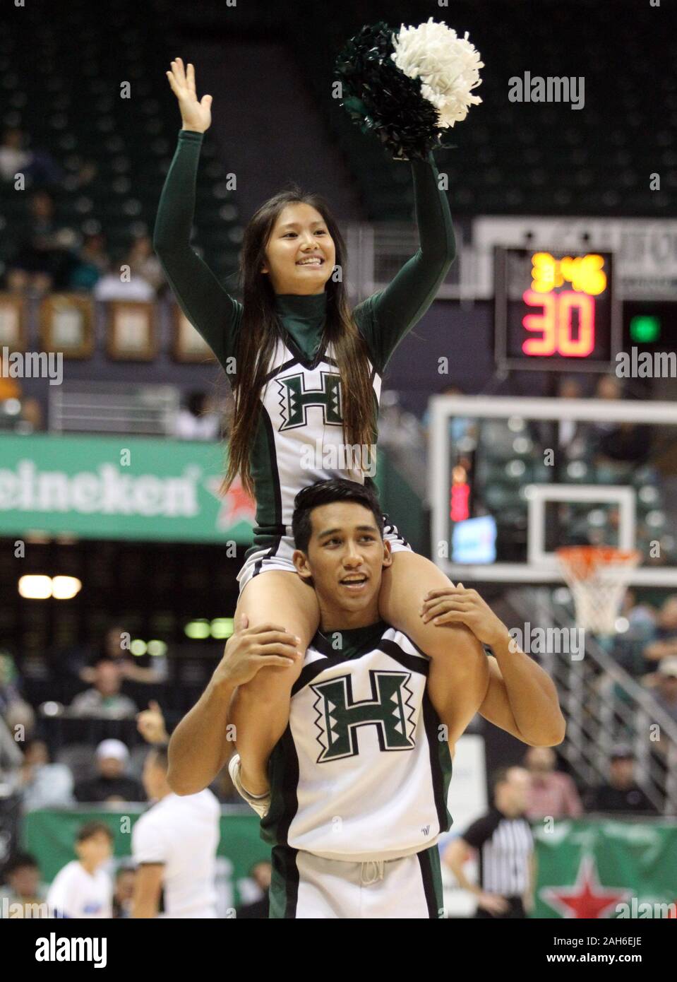 December 25, 2019 - Hawaii cheerleaders hype up the crowd during a game ...