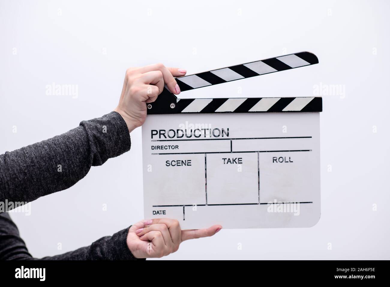 video production movie clapper cinema action and cut concept isolated ...