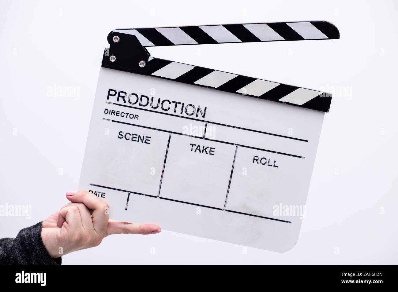 video production movie clapper cinema action and cut concept isolated ...