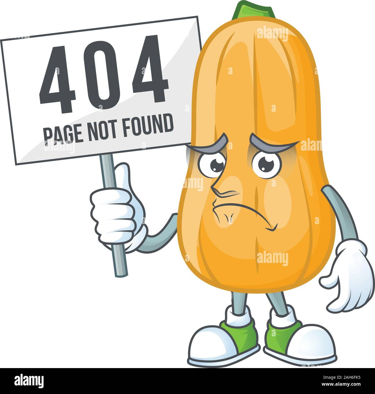 sad face cartoon character butternut squash raised up a board Stock ...