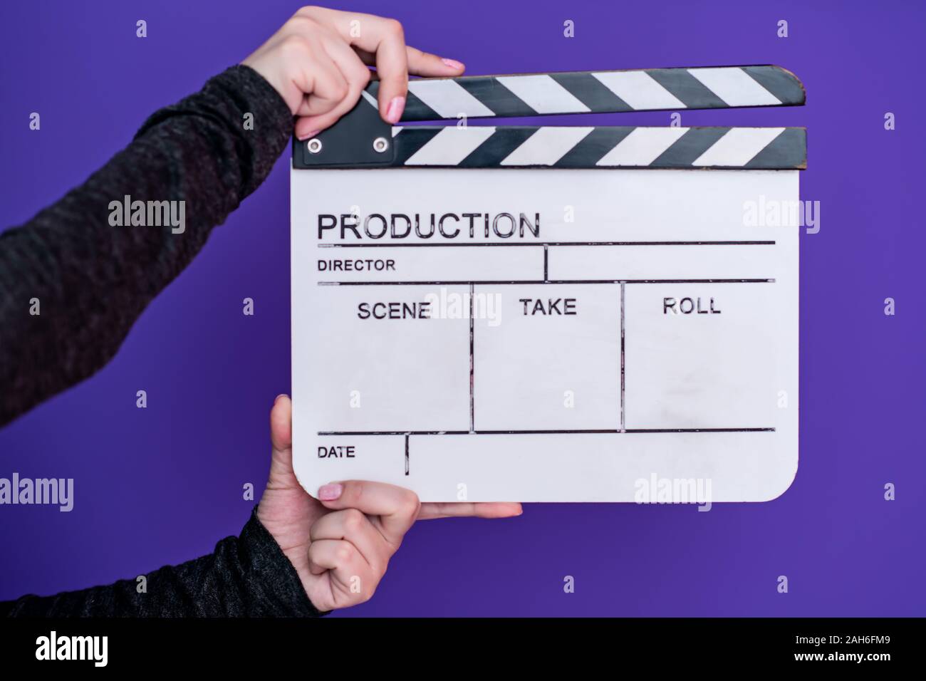 video production movie clapper cinema action and cut concept isolated ...