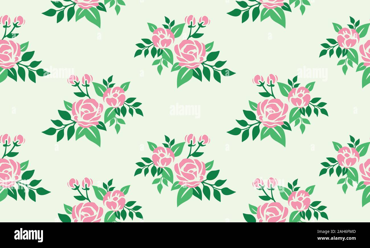 Simple pink rose flower, seamless floral pattern background, for happy ...