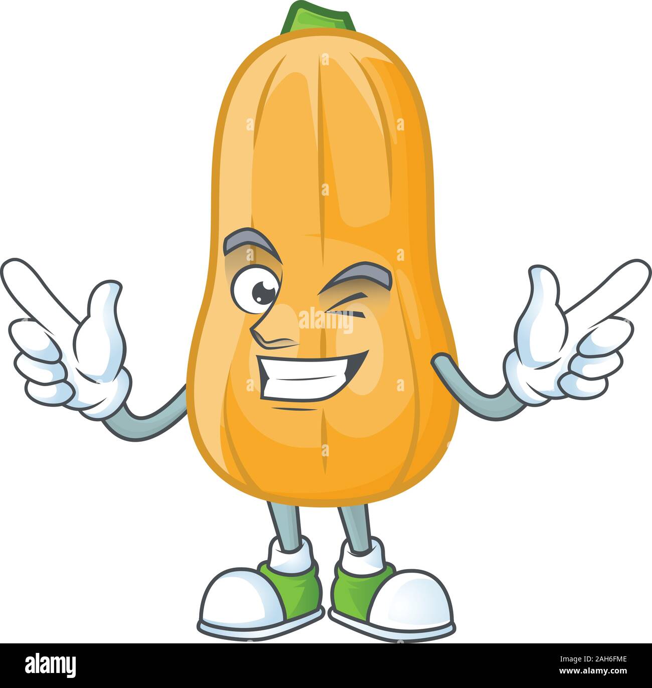 Funny butternut squash cartoon character style with Wink eye Stock ...