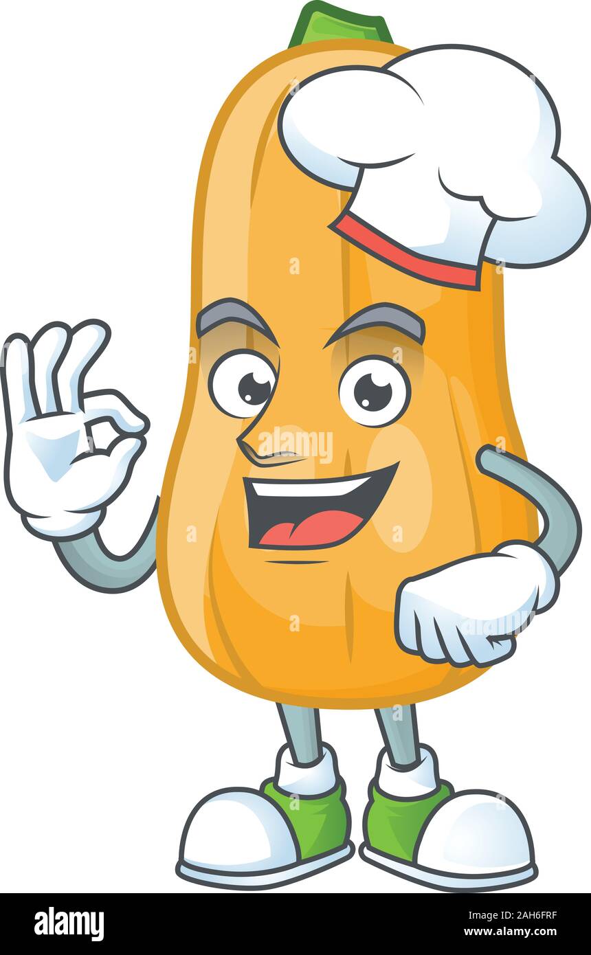 Smiley Face chef butternut squash character with white hat Stock Vector ...