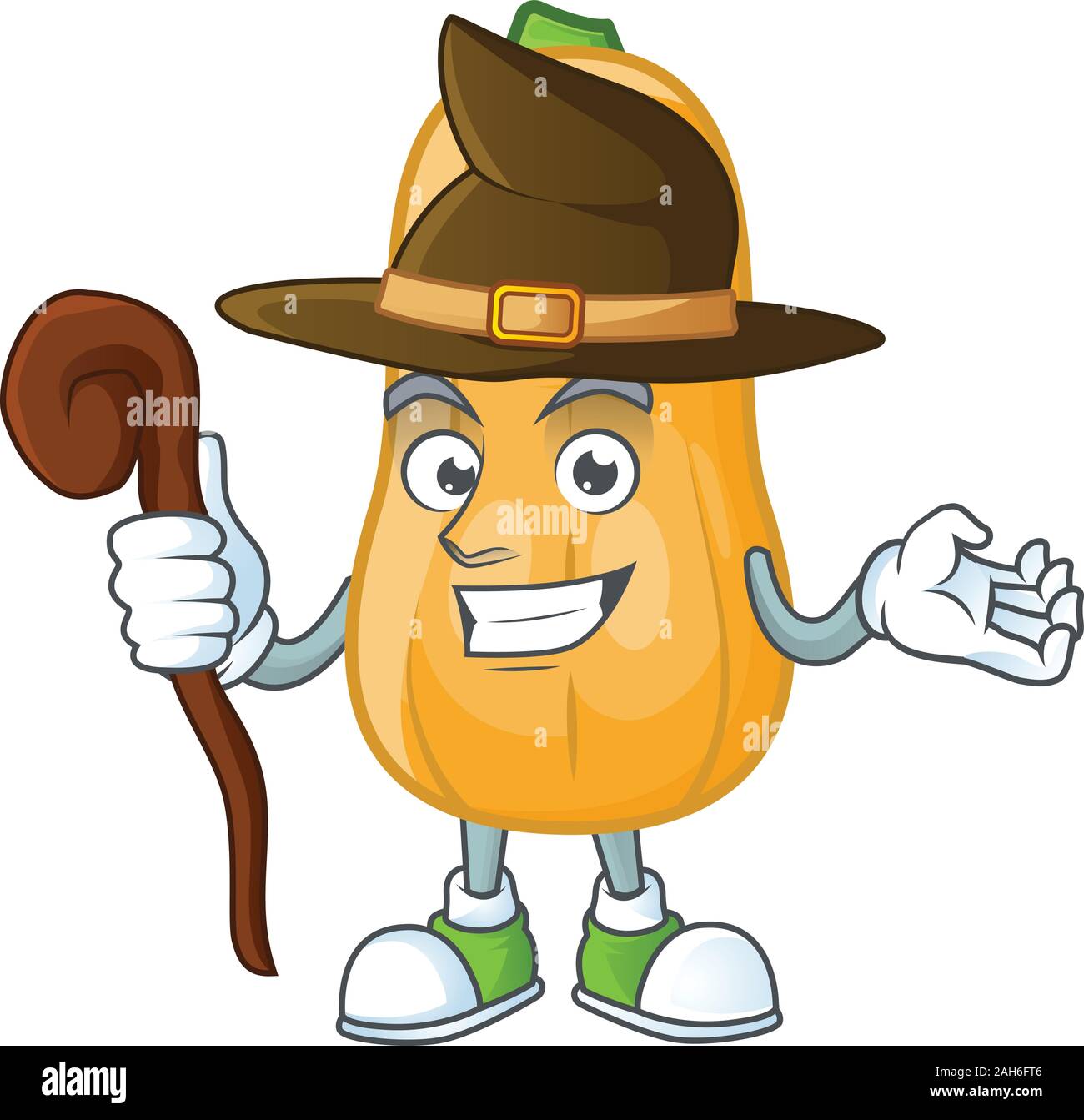 Happy Face Witch butternut squash cartoon character style Stock Vector ...