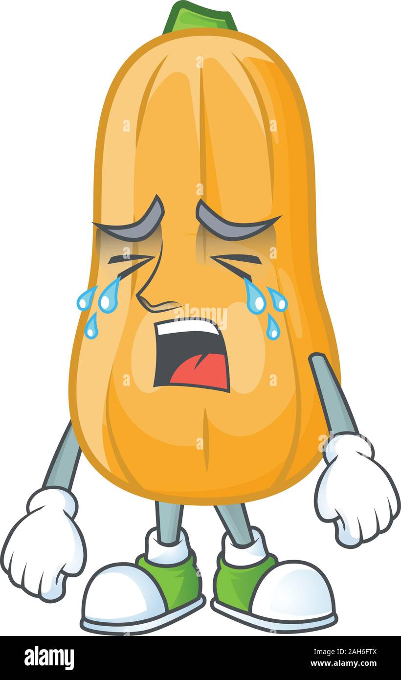 Sad Crying gesture butternut squash cartoon character style Stock ...