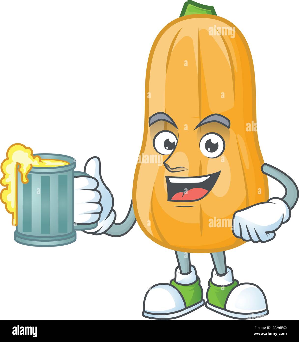 Happy face butternut squash with a glass of beer Stock Vector Image ...