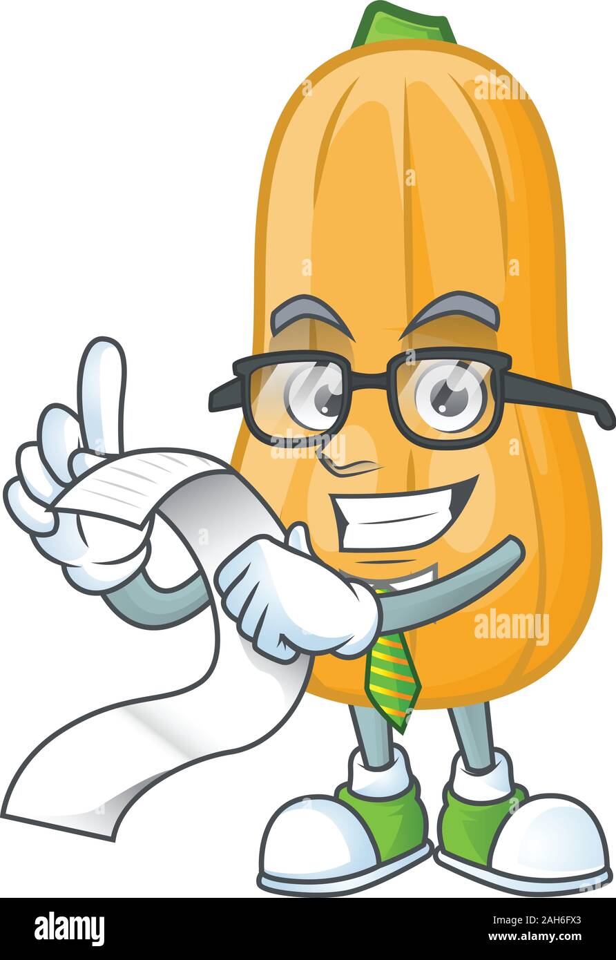Funny face butternut squash cartoon with menu ready to serve Stock ...