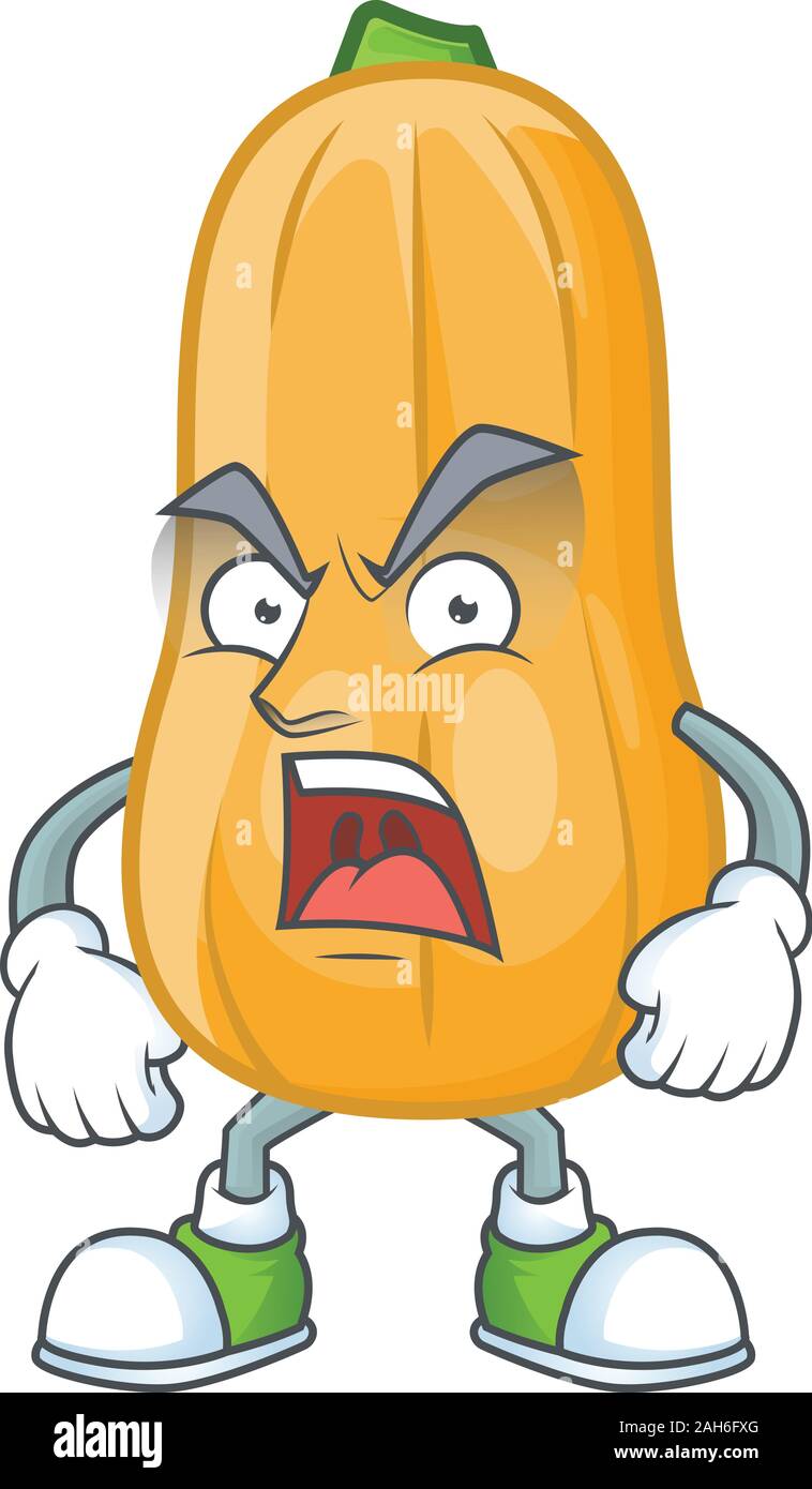 angry face of butternut squash cartoon character style Stock Vector ...