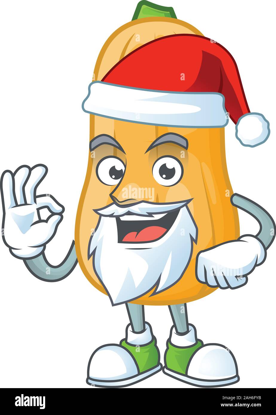 Happy butternut squash in Santa costume mascot style Stock Vector Image ...