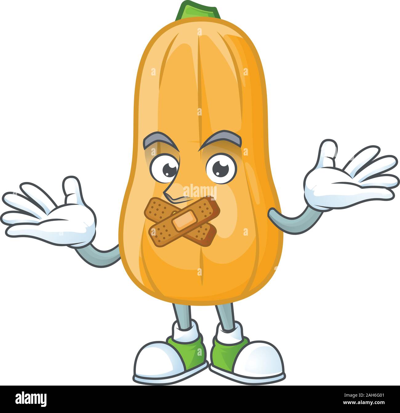 Butternut squash cartoon character style with silent gesture Stock ...