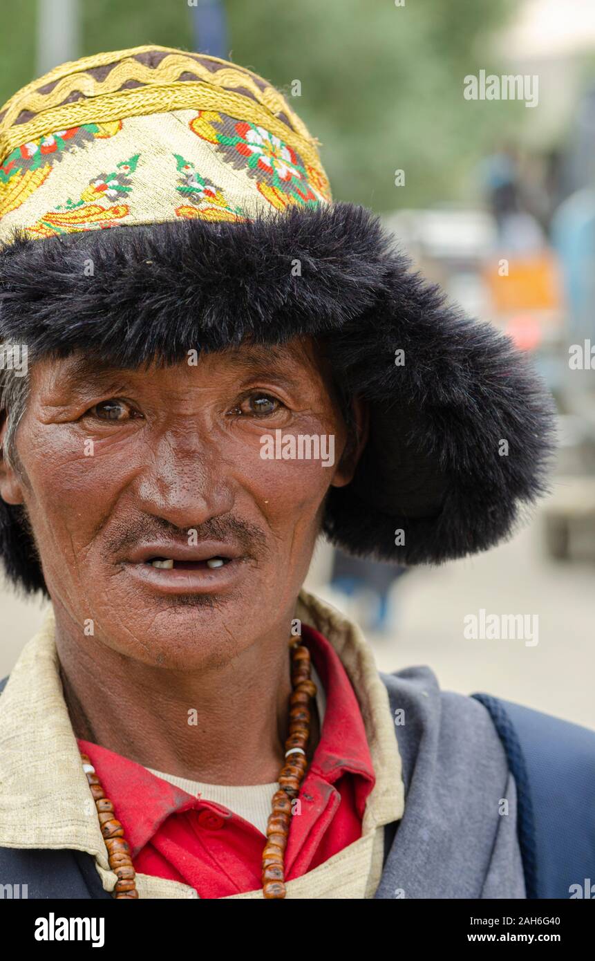 Portrait of a Ladakhi man in Traditional Attire during Ladakhi Festival ...