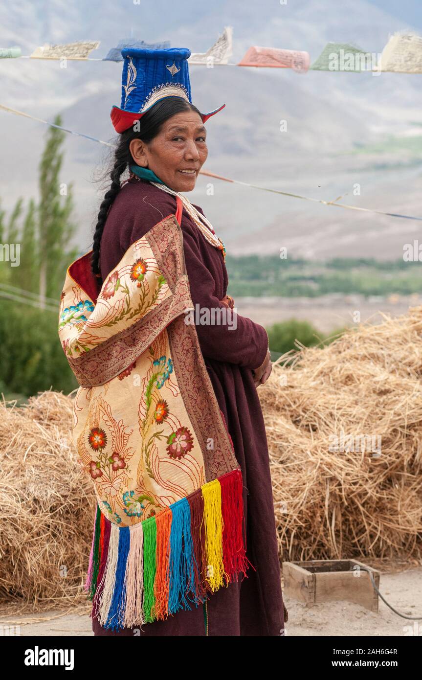 Portrait of a Ladakhi Woman in Traditional Attire during Ladakhi ...