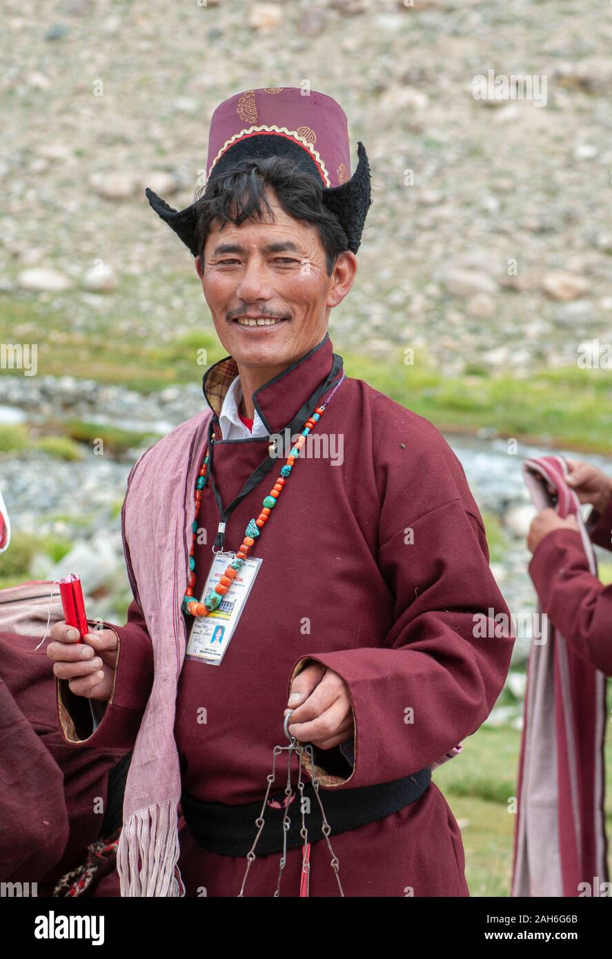 Portrait of a Ladakhi man in Traditional Attire during Ladakhi Festival ...