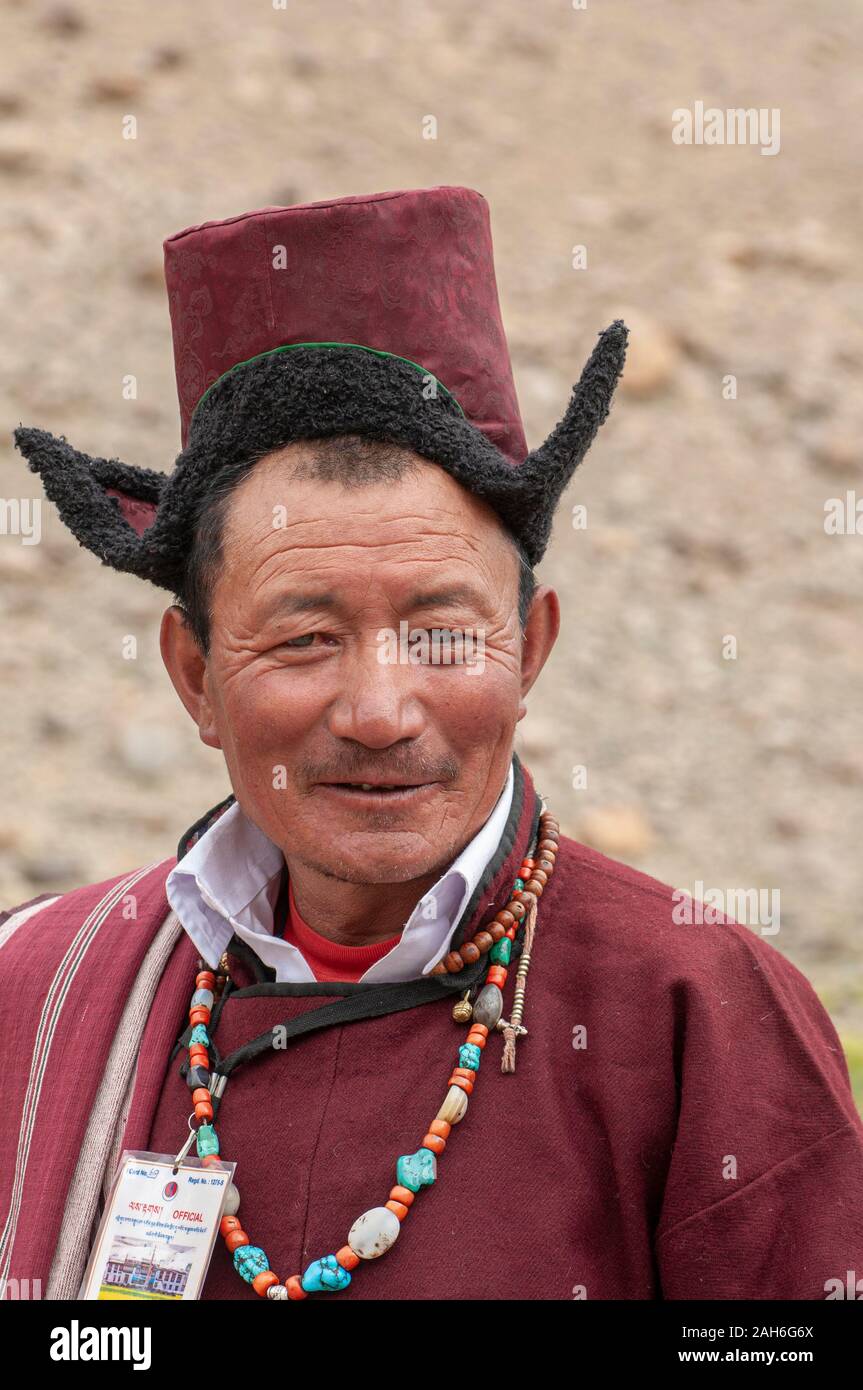 Portrait of a Ladakhi man in Traditional Attire during Ladakhi Festival ...