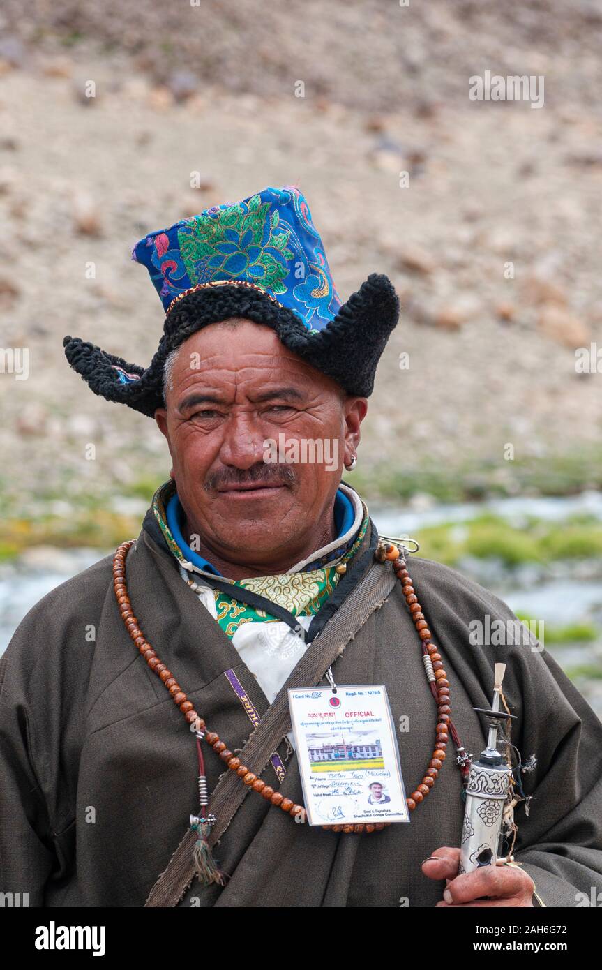 Portrait of a Ladakhi man in Traditional Attire during Ladakhi Festival ...